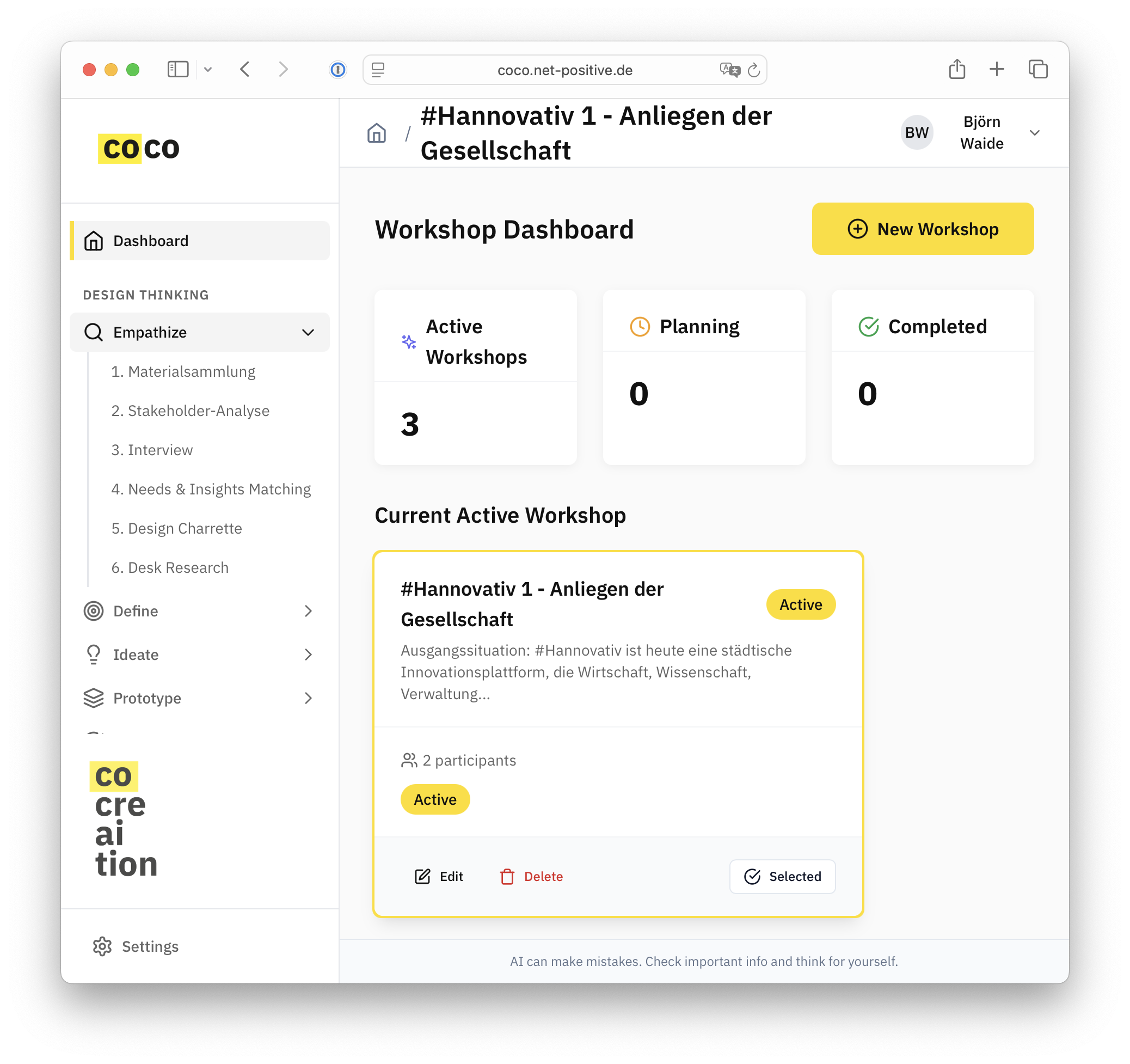 CoCo - Der KI-gestützte Design Thinking Companion